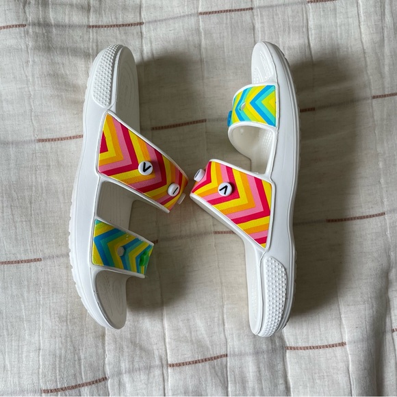 CROCS | Shoes | Classic Crocs Festival Vibes Sandal Slides Rainbow ...